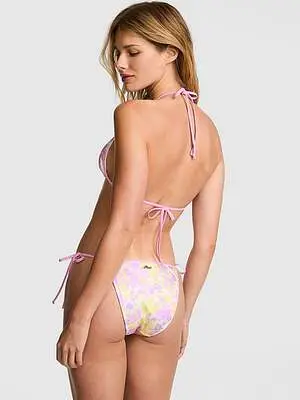 Pink Side-tie Cheeky Bikini Bottom - Floral
