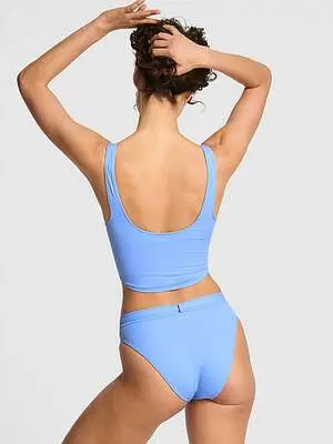 Pink High-leg Cheeky Bikini Bottom - Blue