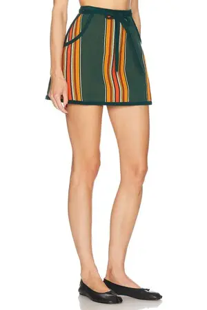 BODE Parakeet Stripe Skirt - Green Multi