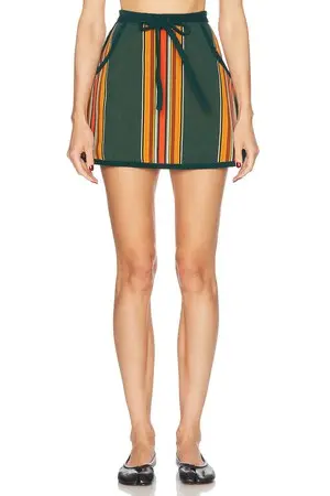 BODE Parakeet Stripe Skirt - Green Multi