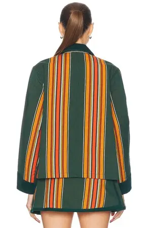 BODE Parakeet Stripe Craft Jacket - Green Multi