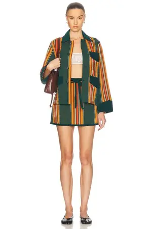 BODE Parakeet Stripe Craft Jacket - Green Multi