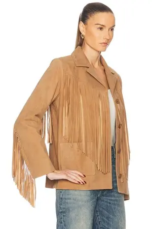 LoveShackFancy Geraline Leather Jacket - Camel