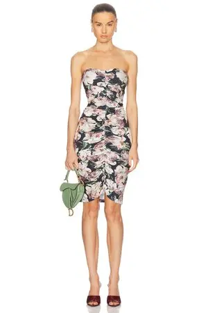 Norma Kamali Strapless Shirred Dress
