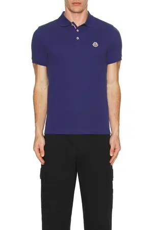Moncler Short Sleeve Polo In Navy - Blue