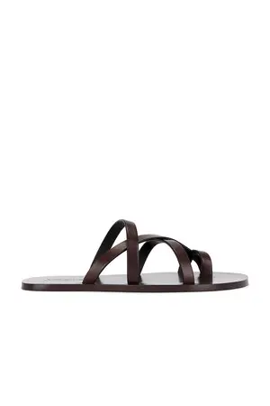 Saint Laurent Culver Flat Sandal - Ultra Dark Brown