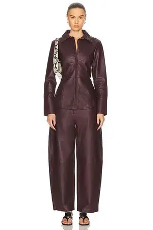 ST. AGNI Leather Panelled Shirt