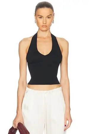 NILI LOTAN Britt Halter Top - Black