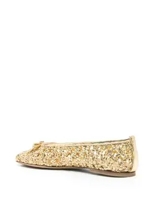 Casadei Woven Ballet Flats - Gold