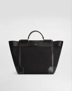 Dolce & Gabbana Calfskin And Panama Tote - Black