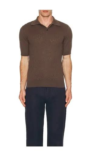 FAR AFIELD Belser Knitted Polo In Brown