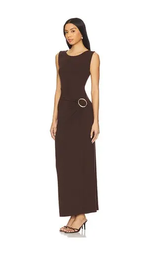4TH & RECKLESS Nia Jersey Knit Buckle Dress - Brown | Editorialist