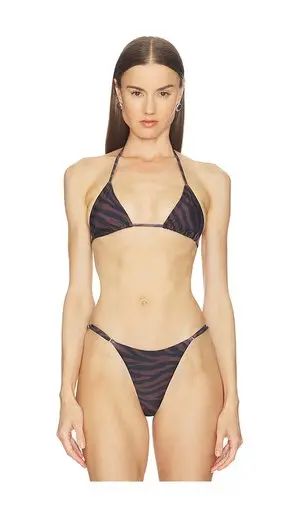 CAMILA COELHO Bruna Top - Brown Multi Zebra
