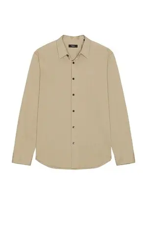Theory Sylvain Structure Knit Shirt In Grey - Feather