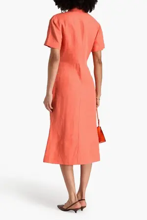 Theory Linen Midi Shirt Dress - Peach
