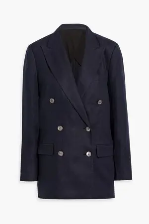 ALEX MILL Anna Double-breasted Linen-twill Blazer - Navy