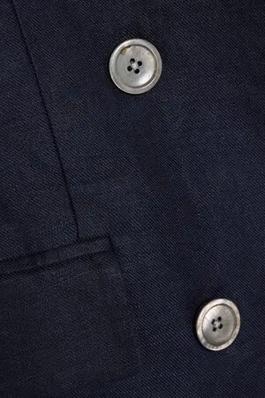 ALEX MILL Anna Double-breasted Linen-twill Blazer - Navy