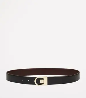 Saint Laurent Calfskin Reversible Belt With Engraved Monogram Buckle - Black