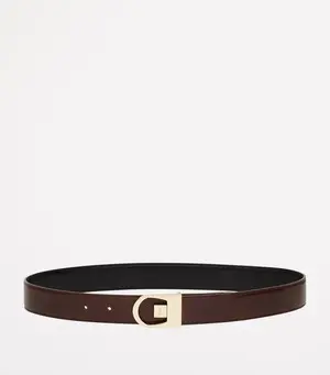 Saint Laurent Calfskin Reversible Belt With Engraved Monogram Buckle - Black