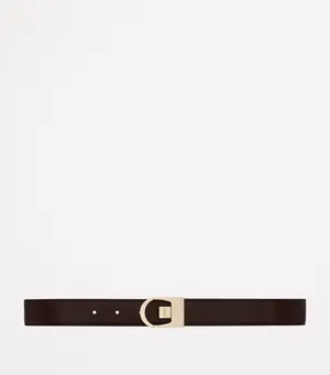 Saint Laurent Calfskin Reversible Belt With Engraved Monogram Buckle - Black