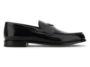 Prada Enamel Triangle Logo Slip-on Loafers