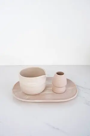 REN VOIS Blush Marble Matcha Table Set