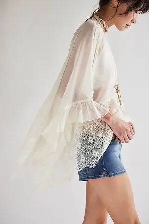 Free People Dance With Me Sheer Poncho - Ivory