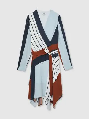 REISS Eloise Stripe-print Wrap Dress