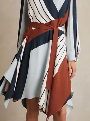 REISS Eloise Stripe-print Wrap Dress