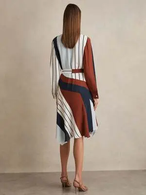 REISS Eloise Stripe-print Wrap Dress