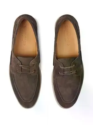 SCAROSSO Leather Boat Shoes - Brown