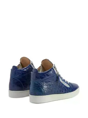 GIUSEPPE ZANOTTI Kriss Crocodile-effect Mid-top Sneakers - Blue
