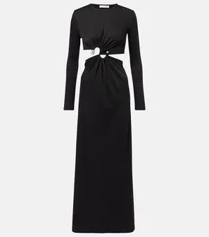 Christopher Esber Concave Cutout Embellished Ribbed-knit Maxi Dress - Black