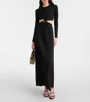 Christopher Esber Concave Cutout Embellished Ribbed-knit Maxi Dress - Black