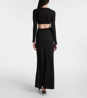 Christopher Esber Concave Cutout Embellished Ribbed-knit Maxi Dress - Black