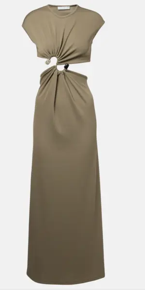 Christopher Esber Concave Cutout Embellished Ribbed-knit Maxi Dress Eucalyptus