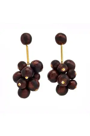 KENNETH JAY LANE Wooden Ball Cluster Drop Earrings - Lime