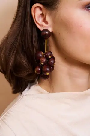 KENNETH JAY LANE Wooden Ball Cluster Drop Earrings