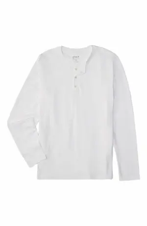 PACT Organic Cotton Softspun Henley Long Sleeve Shirt - White