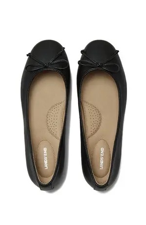 LANDS' END Essential Leather Ballet Flats - Black