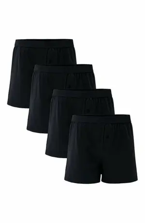 PACT Organic Cotton Everyday Knit Boxer 4-pack - Black