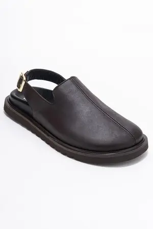 FOREVER & ALWAYS SHOES Laby Leather Clogs - Brown Leather