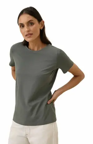 PACT Luxe Stretch Jersey Slim Tee - Castor Green