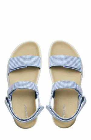 LANDS' END Comfort Adjustable Gingham Sandals - Light Blue Gingham