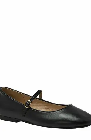 LANDS' END Classic Leather Mary Jane Flats - Black