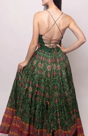 RAAS Denica Embroidered Open Back Gown