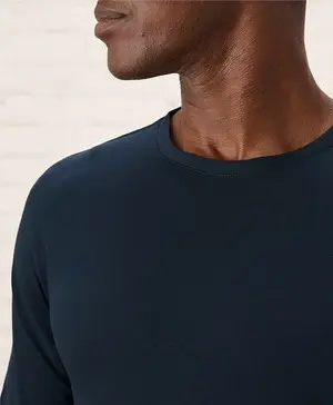 PACT Luxe Stretch Jersey Slim Long Sleeve Tee - Midnight Blue