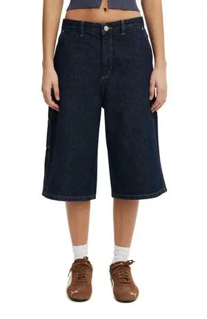 COTTON ON 91 Baggy Denim Jort - Carpenter Shutter Blue