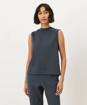 PACT Organic Cotton Mock Neck Shell - Steel Blue