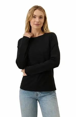PACT Luxe Stretch Jersey Slim Long Sleeve Tee - Black